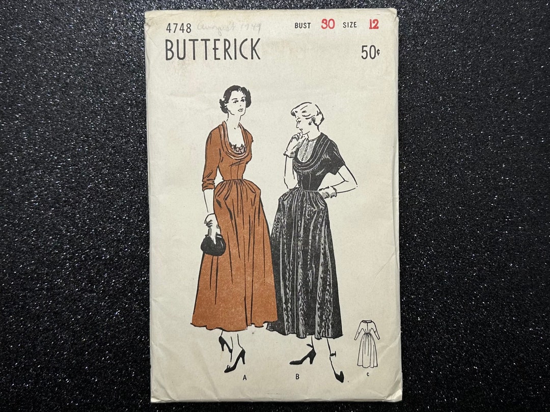 Butterick 4748 Vintage 40s Cut Sewing Pattern, Size 12 | 1940s DIY ...