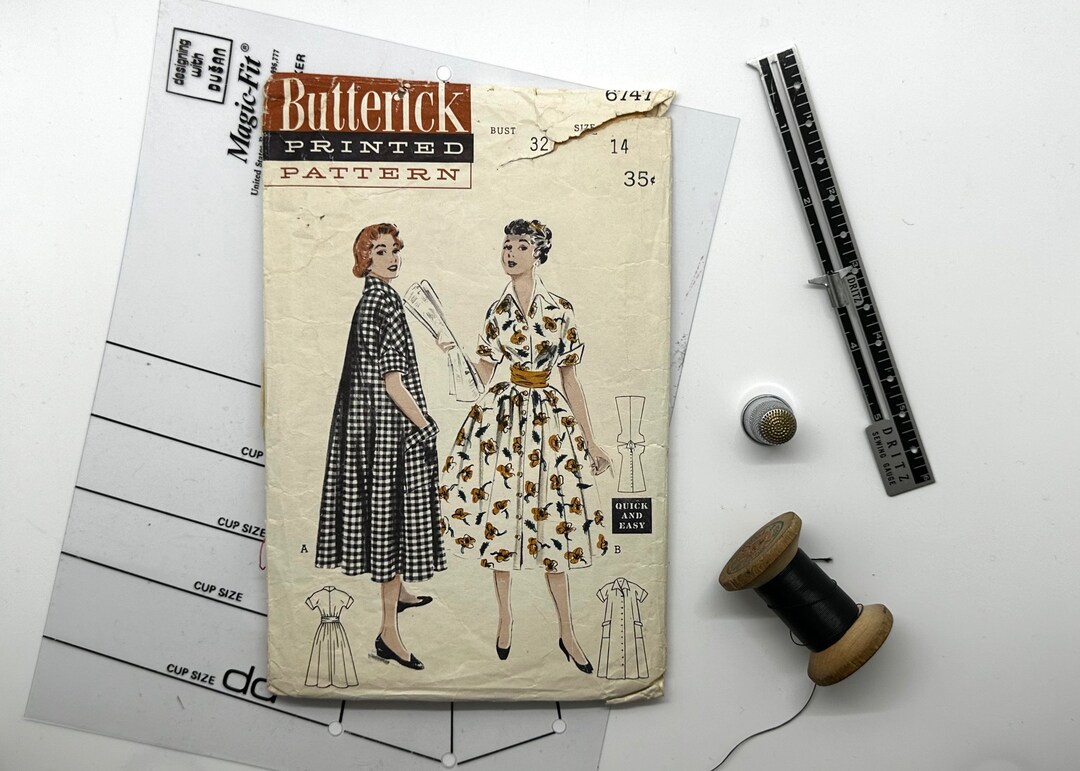 Butterick 6747 Vintage 50s Uncut Sewing Pattern, Size 14 | 1950s DIY ...