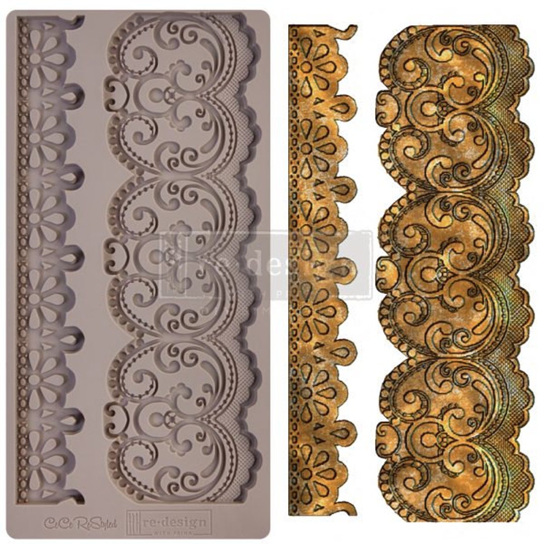 Border Lace Redesign Decor Mould, 3D Silicone Mold, Clay Mold, Mould ...