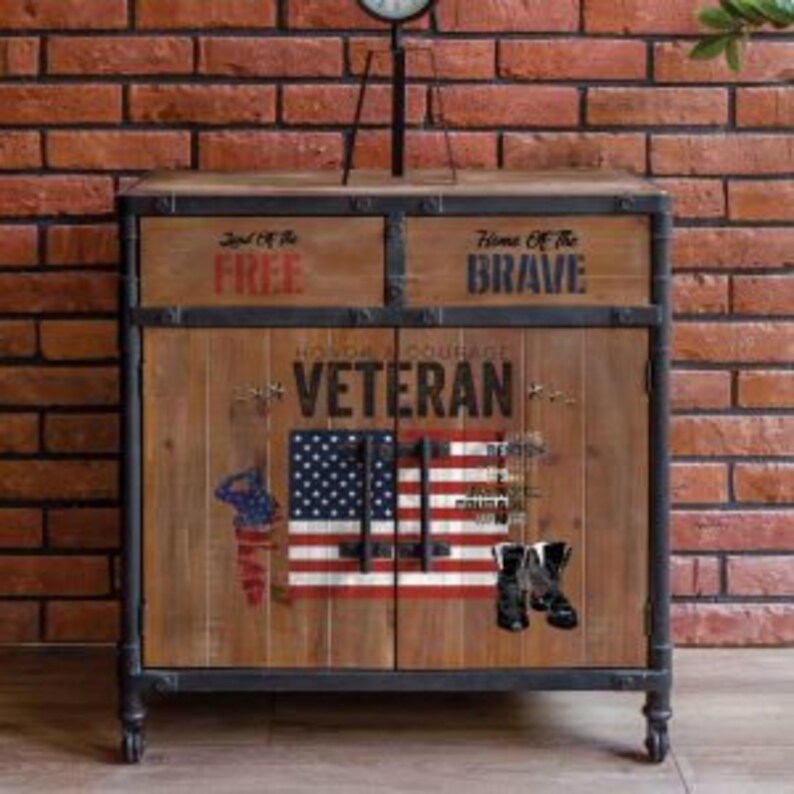 Veteran Decor Transfer Re-design With Prima Flag Transfer - Etsy