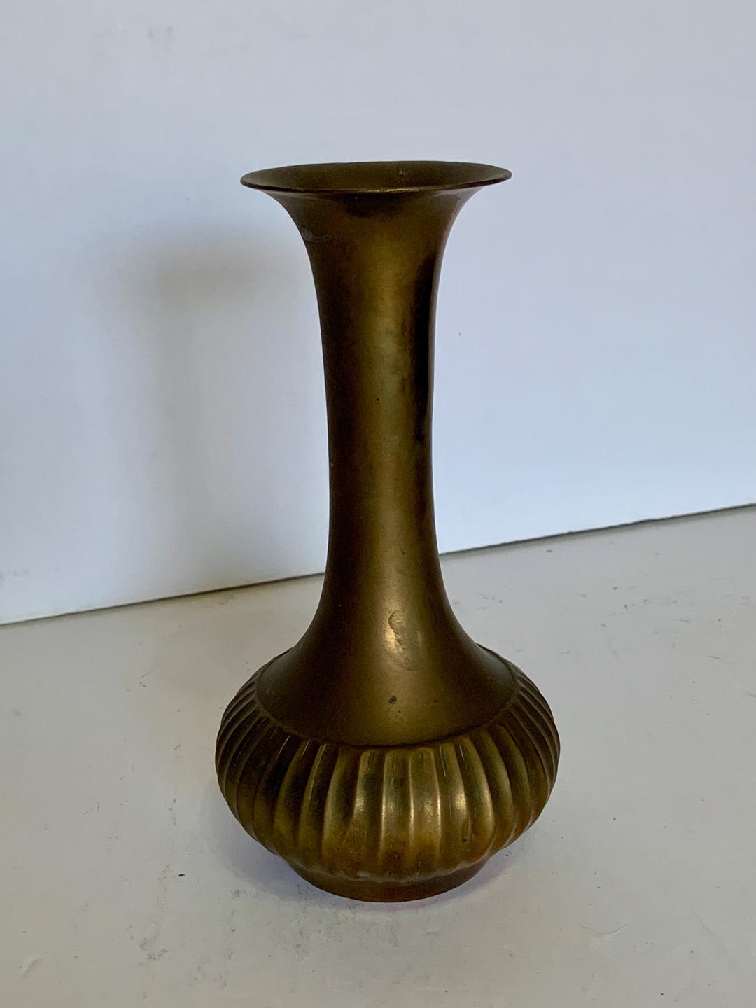 Vintage Brass Vase, Brass Vase, Fluted Edge Brass Vase, Boho Brass ...