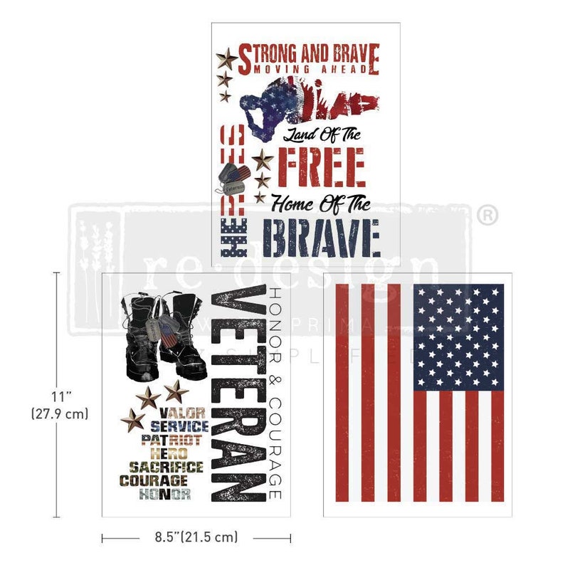 Veteran Decor Transfer Re-design With Prima Flag Transfer - Etsy
