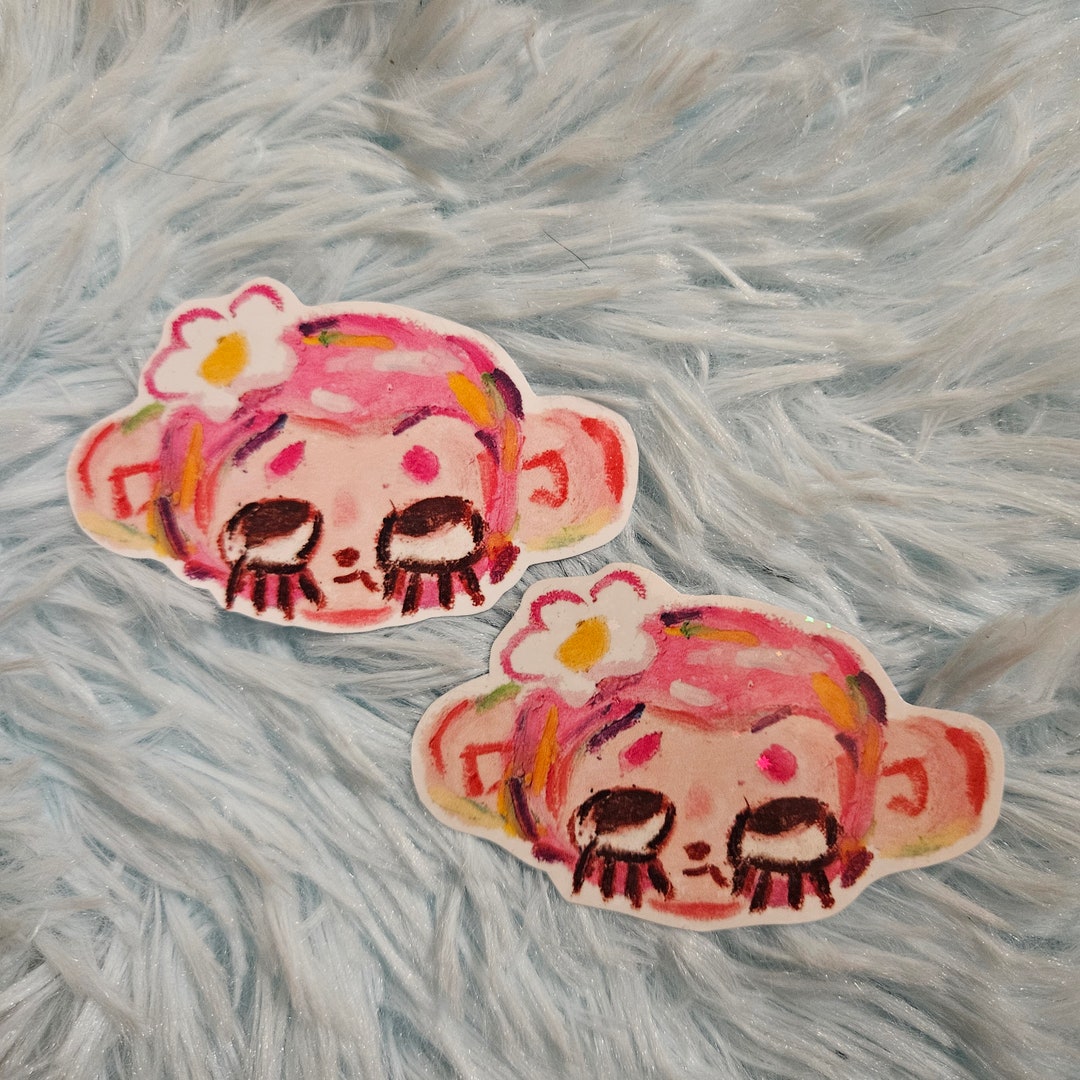 Pink Monkey Oil Pastel Vynil Sticker Glossy Holo - Etsy