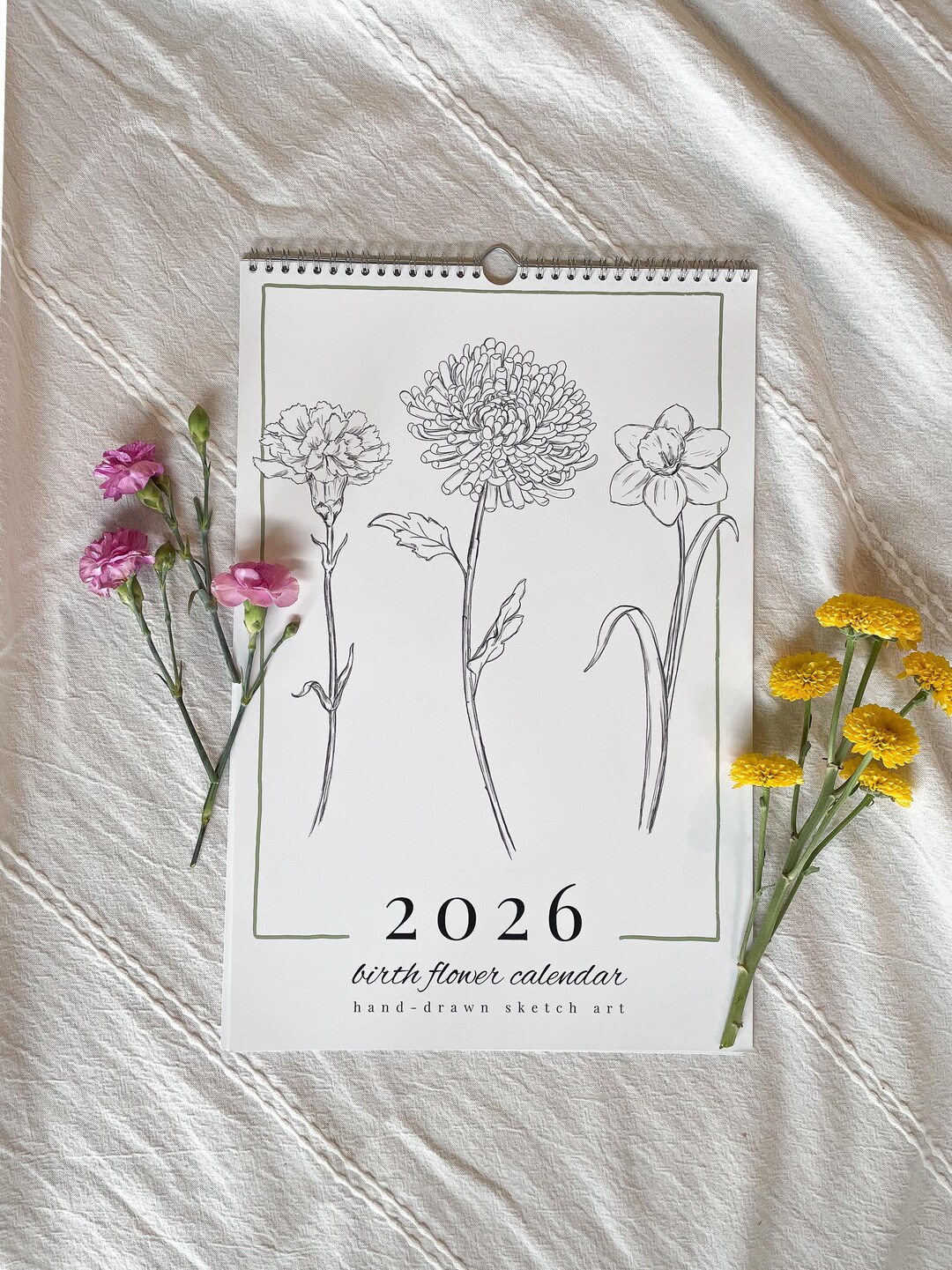 Birth Month Flower Calendar | 2026 Wall Calendar Floral 11x16.5 ...