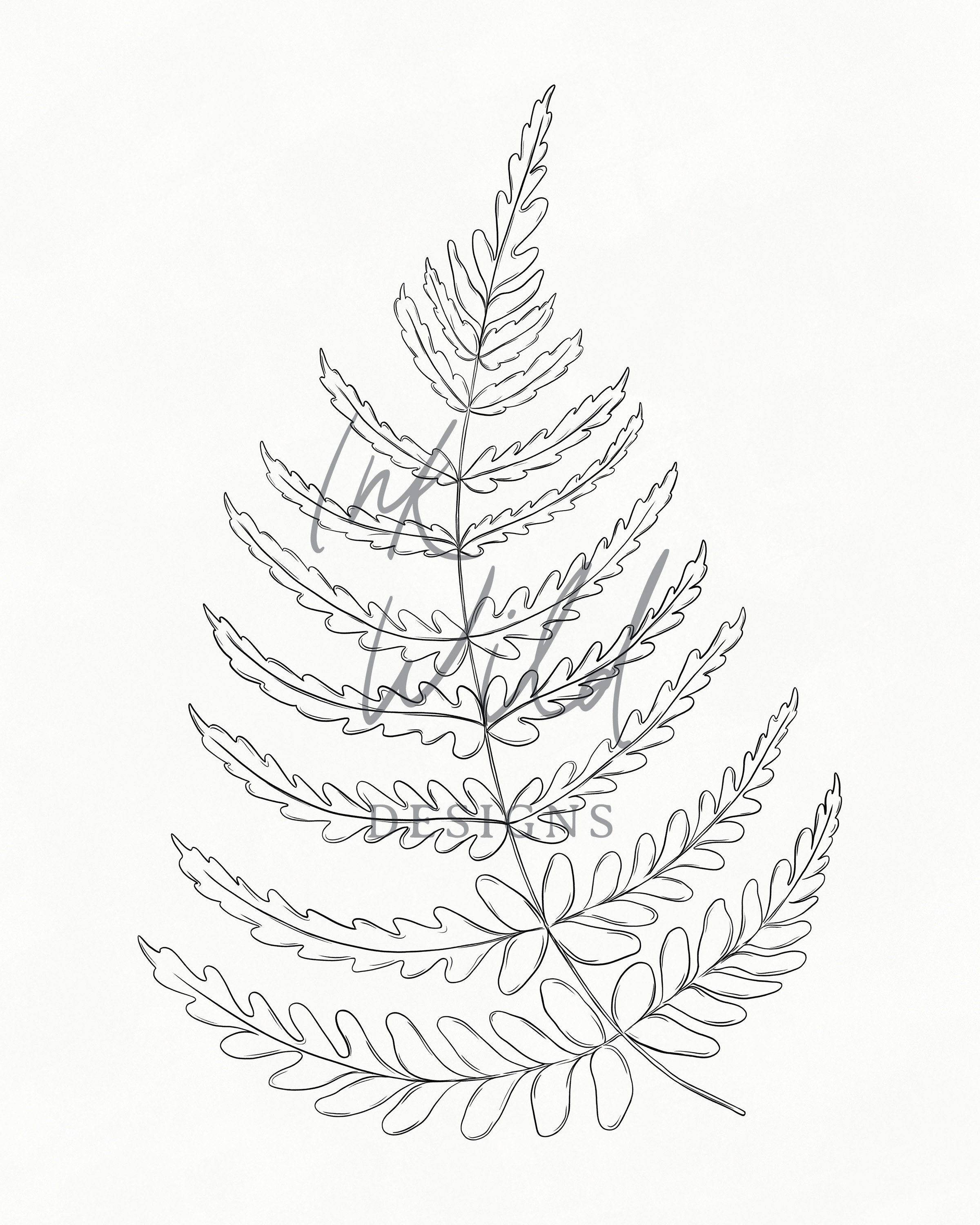 Fern Botanical Wall Art, Fern Printable, Fern Leaf Print, Black and ...