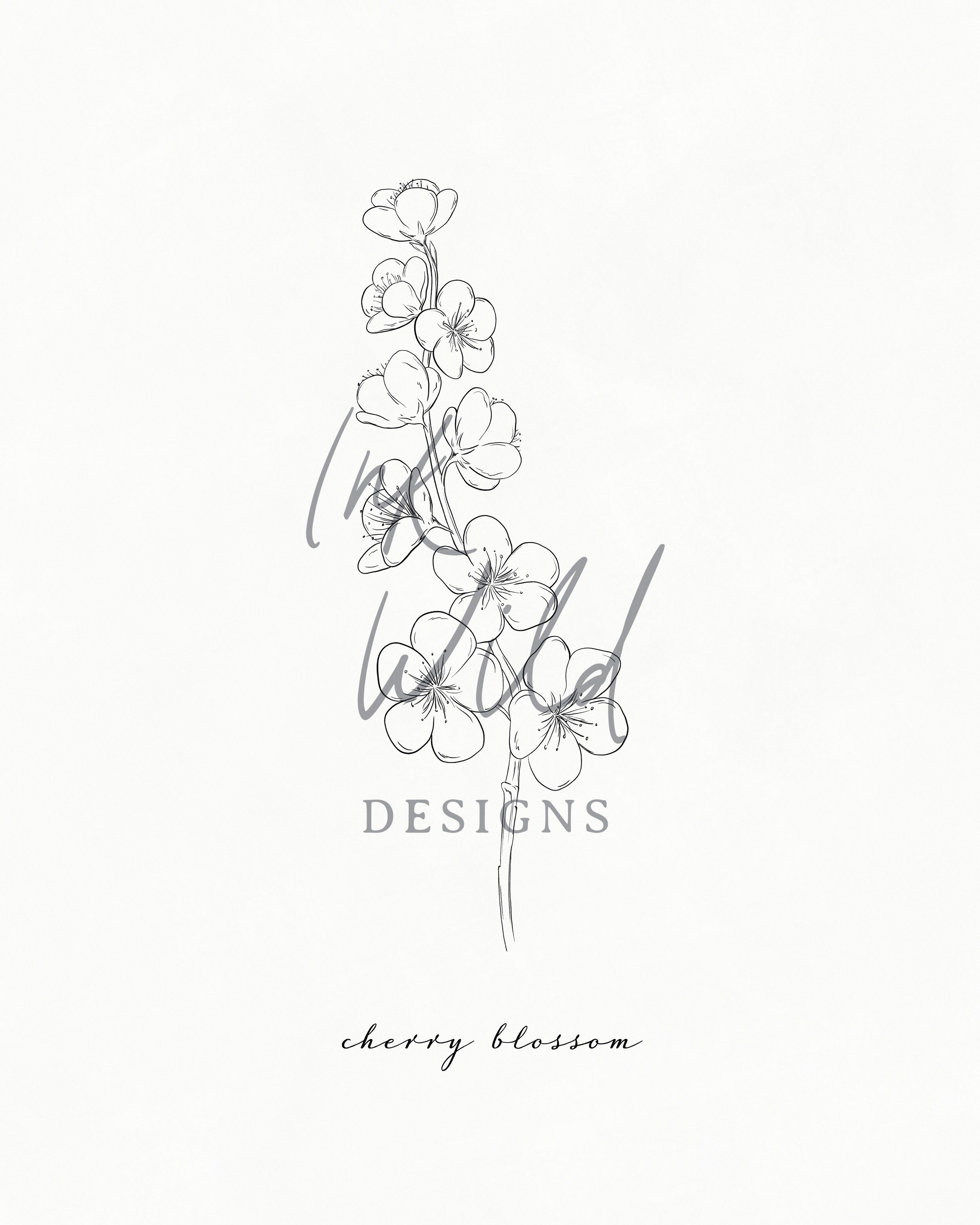 Cherry Blossom Digital Art Line Art, Spring Art Print Digital File ...