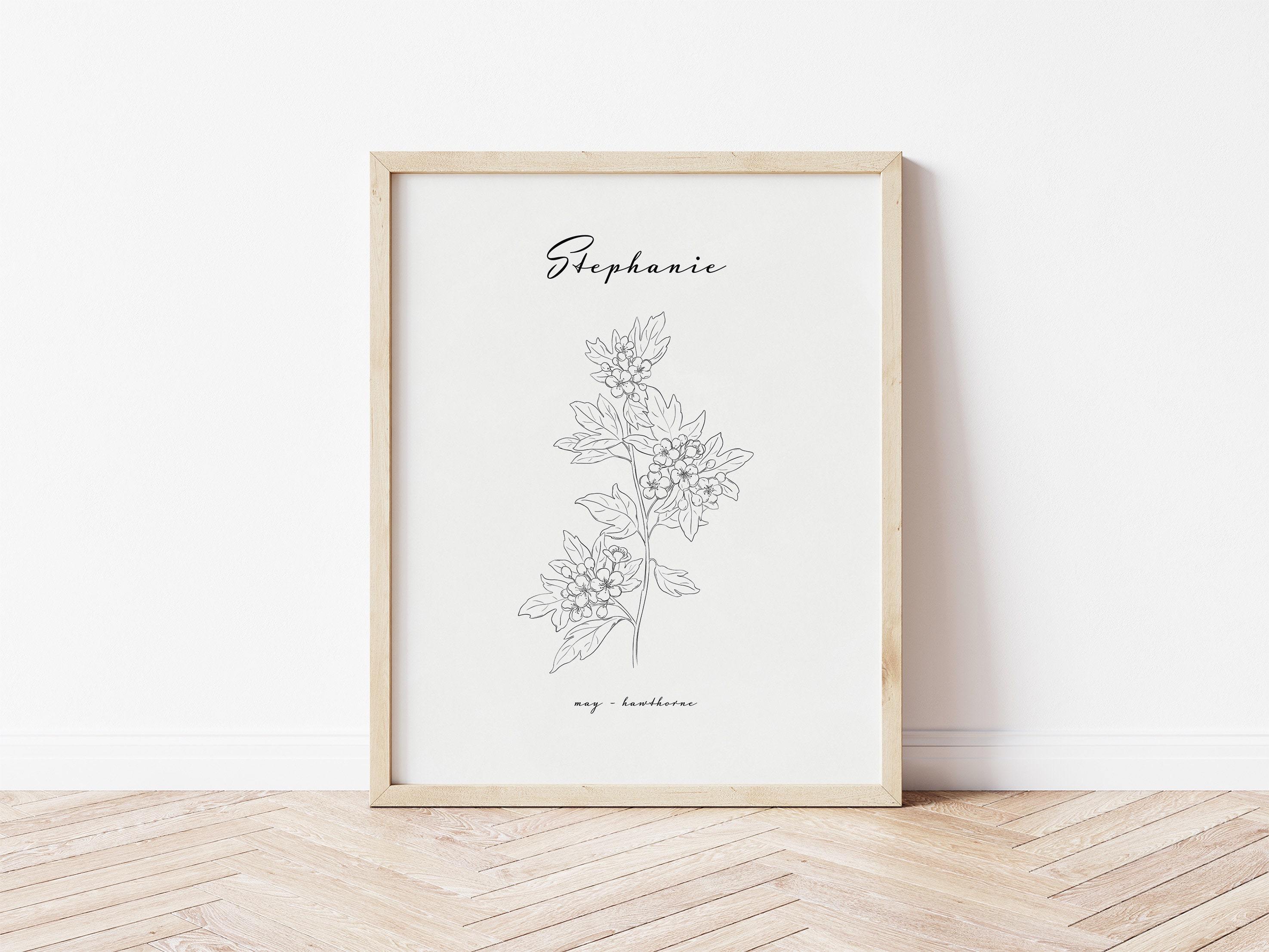 Personalized Birth Flower Print, Custom Flower Name, Birth Flower Gift ...