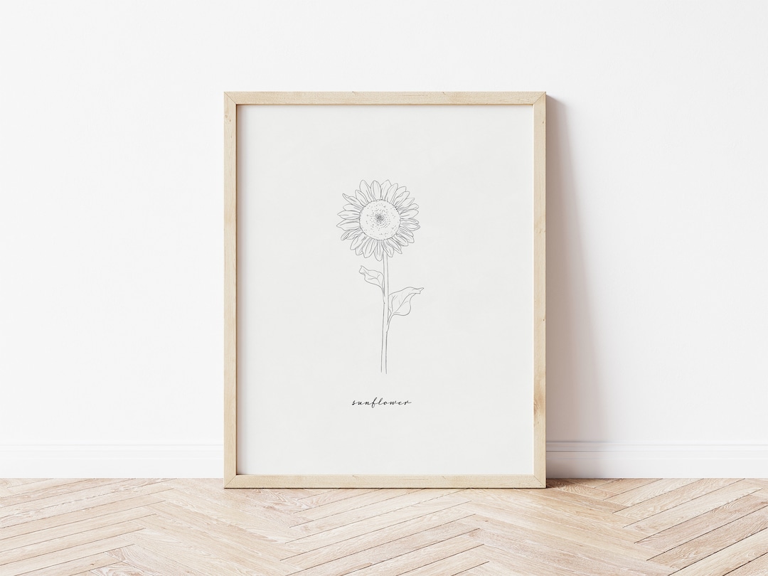 Sunflower Minimal Print | Sunflower Fine Art Print | Floral Line ...