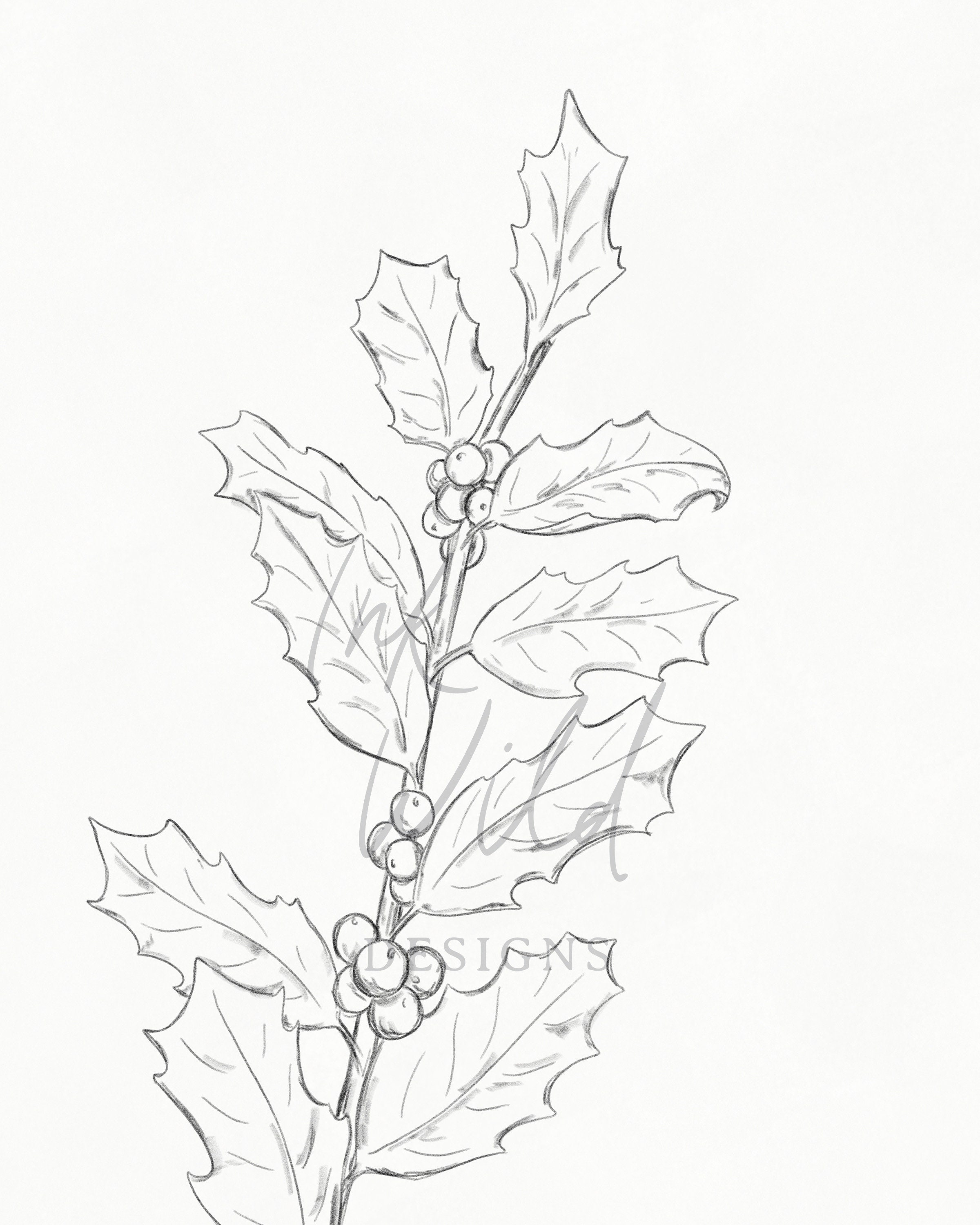 Holly Leaves, Holly Print, Neutral Christmas Wall Art, Holly Leaf Wall ...