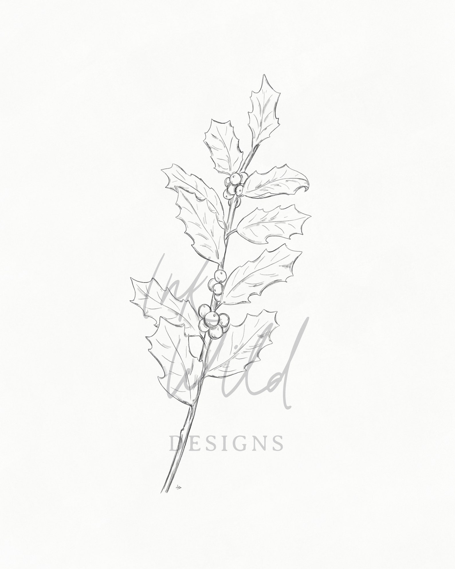 Holly Leaves, Holly Print, Neutral Christmas Wall Art, Holly Leaf Wall ...