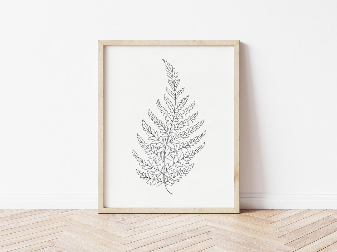 Fern Leaf Print, Fern Wall Art, Neutral Botanical Wall Prints, Black ...