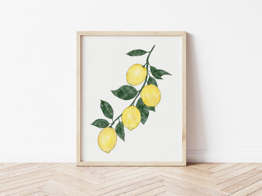 Citrus Art Print, Lemon Print Wall Art, Lemon Kitchen Print, Fruit ...