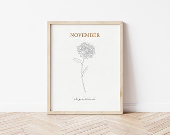Chrysanthemum Line Art | Chrysanthemum Print | Printable Art | Flower ...