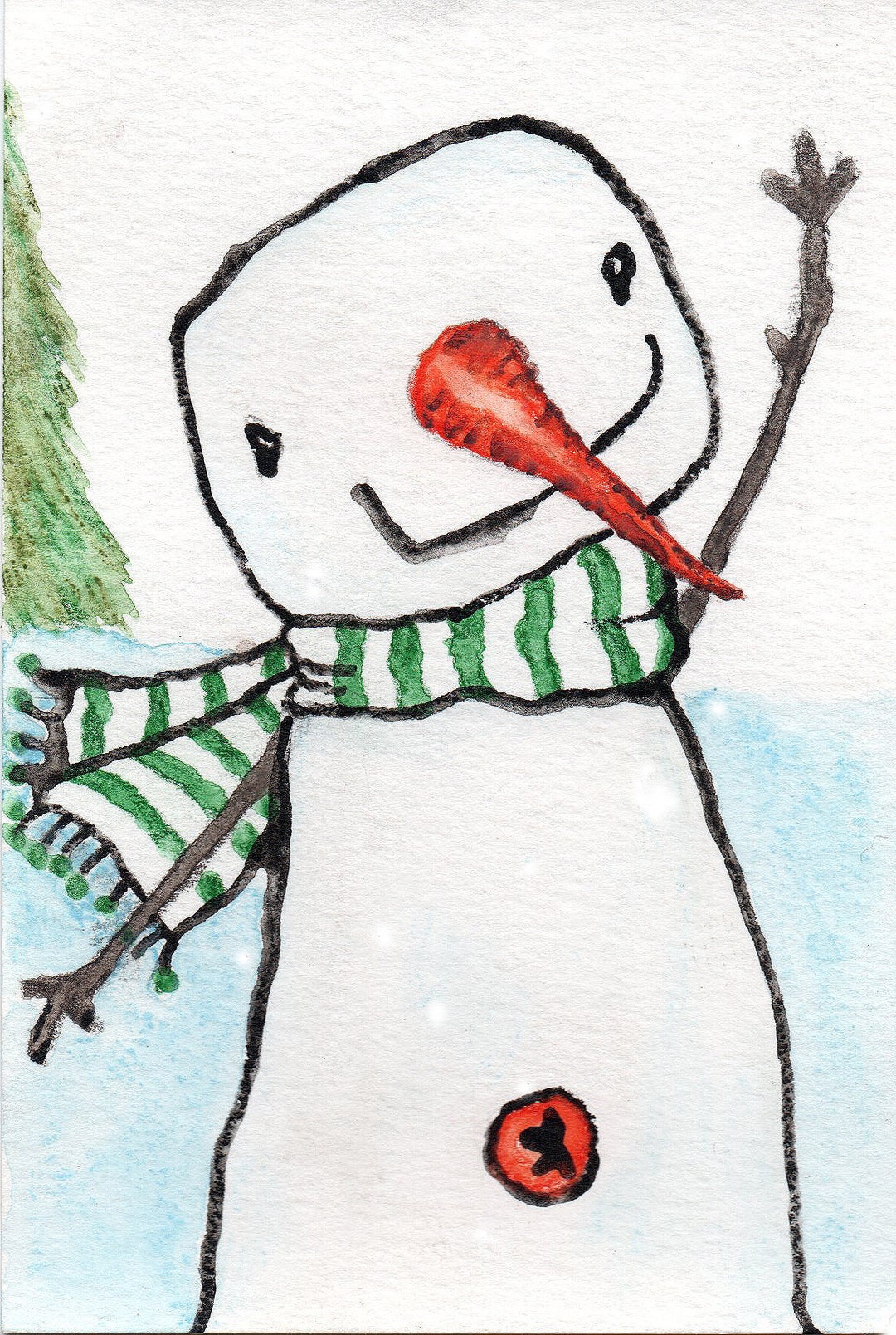 Smiley Christmas Snowman Original Print. Country Living,homestead ...