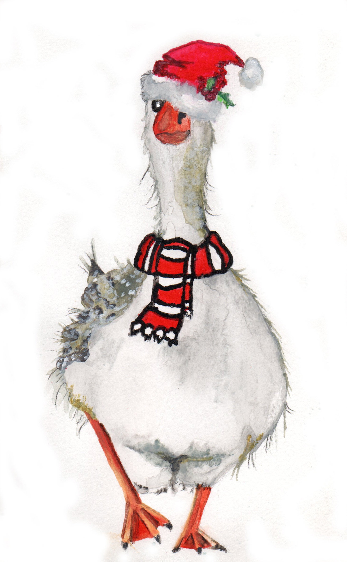 Festive Goose Christmas, Xmas, Greeting Card, Original Printed Artwork ...