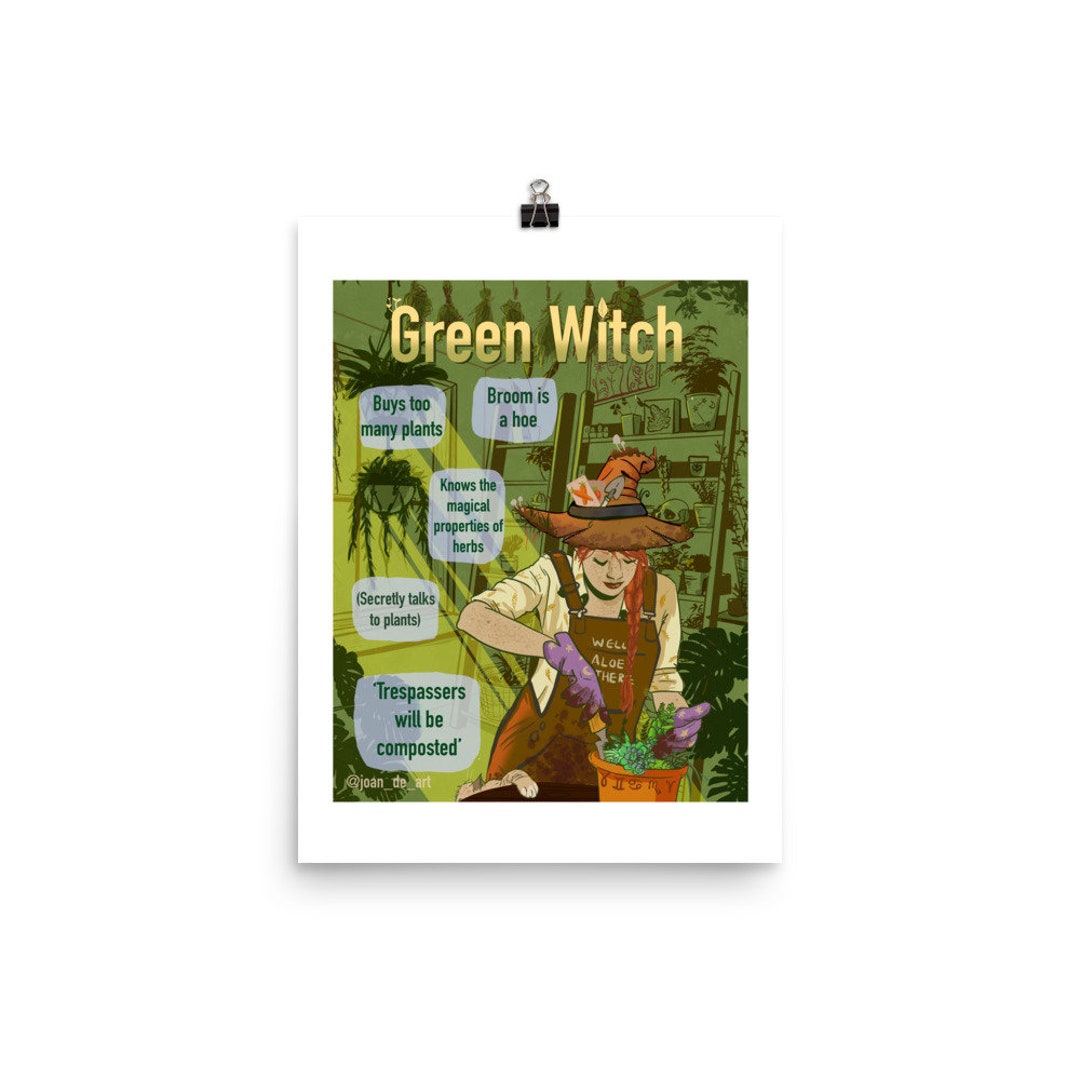 Green Witch Print/botanical Witch/earth Witch/plant Witch - Etsy