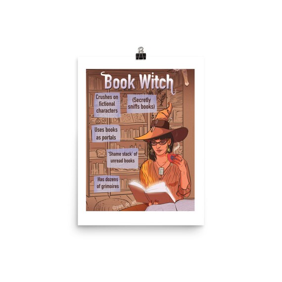 Book Witch Print/librarian Witch - Etsy