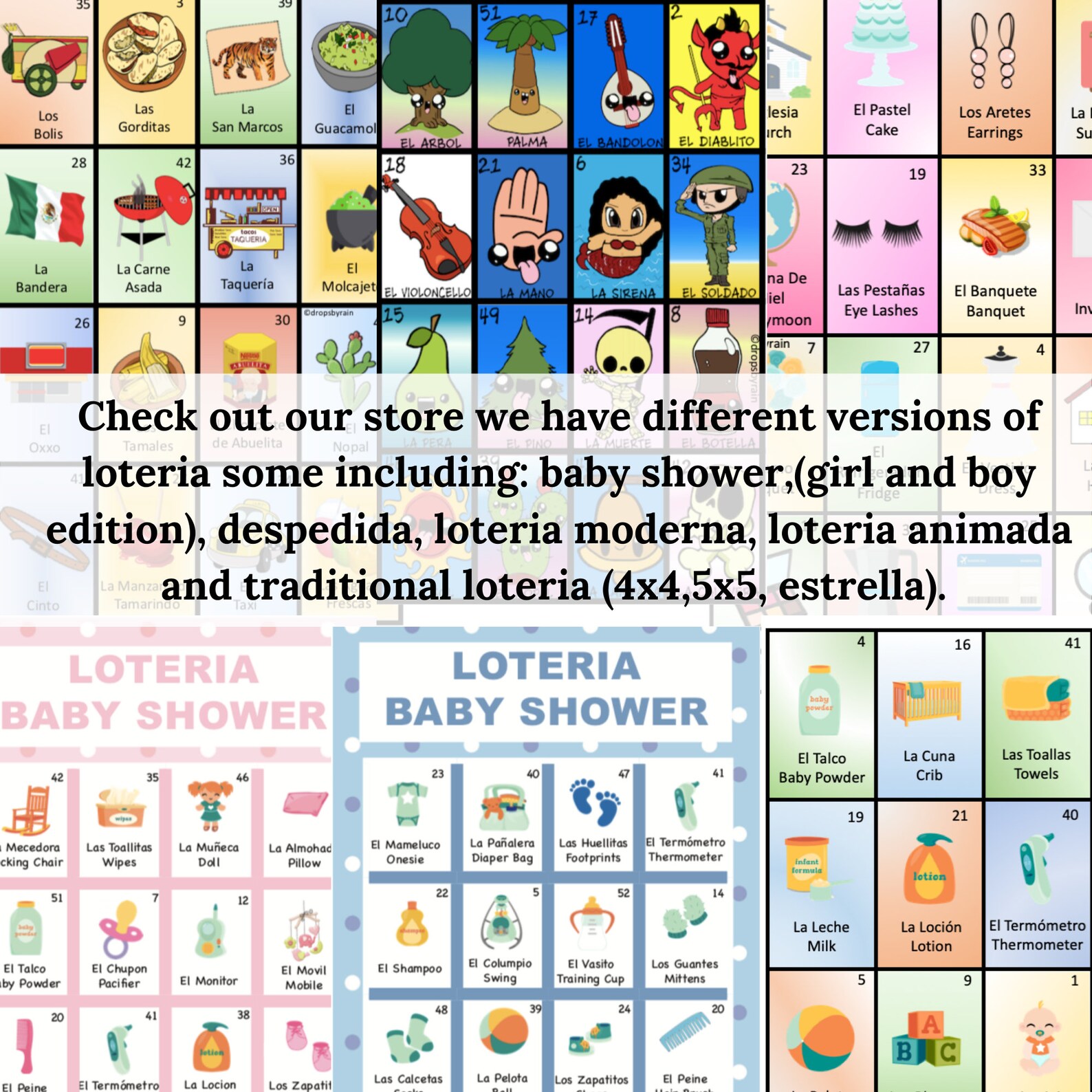 30 Loteria Cards4x4 Game Boards Digital File Instant | Etsy