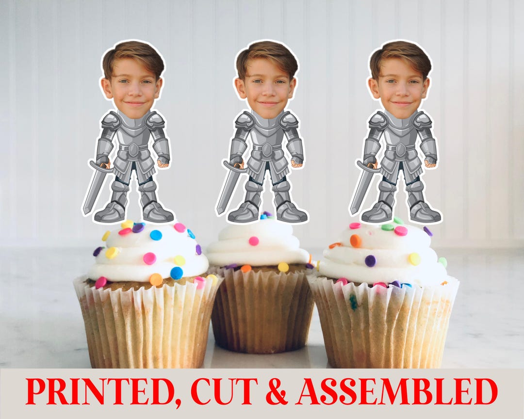 Personalized Knight Cupcake Topper With Face ,custom Knight Party ...