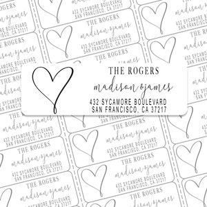 Heart Return Address Labels for Envelopes, Personalized Address Labels ...