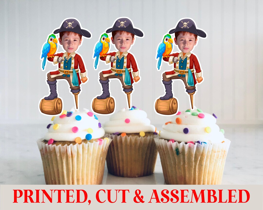 Personalized Pirate Cupcake Topper With Face ,custom Cartoon Pirate ...