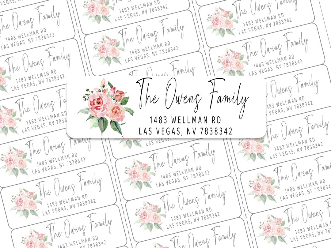 Floral Address Labels for Envelopes, Personalized Address Labels,clear ...
