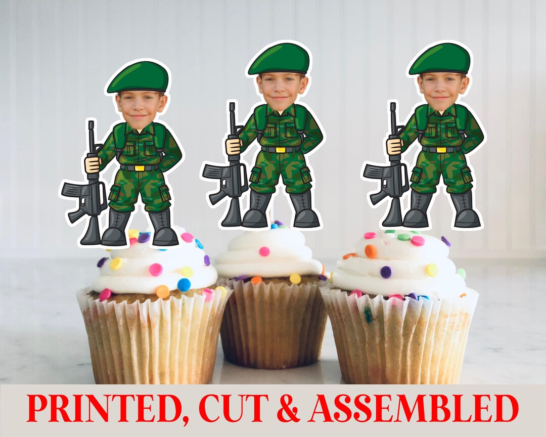 Personalized Soldier Cupcake Topper With Face ,custom Soldier Party ...