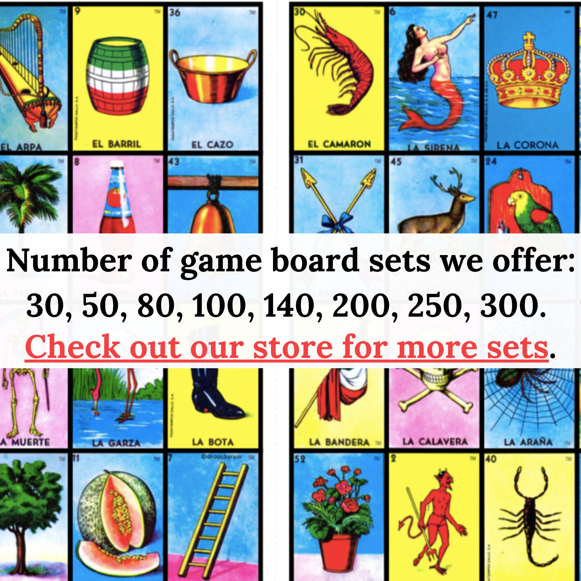 250 Loteria Cards4x4 Game Boards Digital File Instant - Etsy