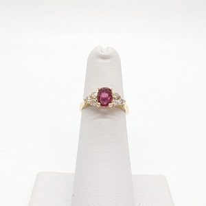 14K Yellow Gold 5/8 CT Ruby & 1/5 TCW Diamond Accent Ring Size 4.5 ...