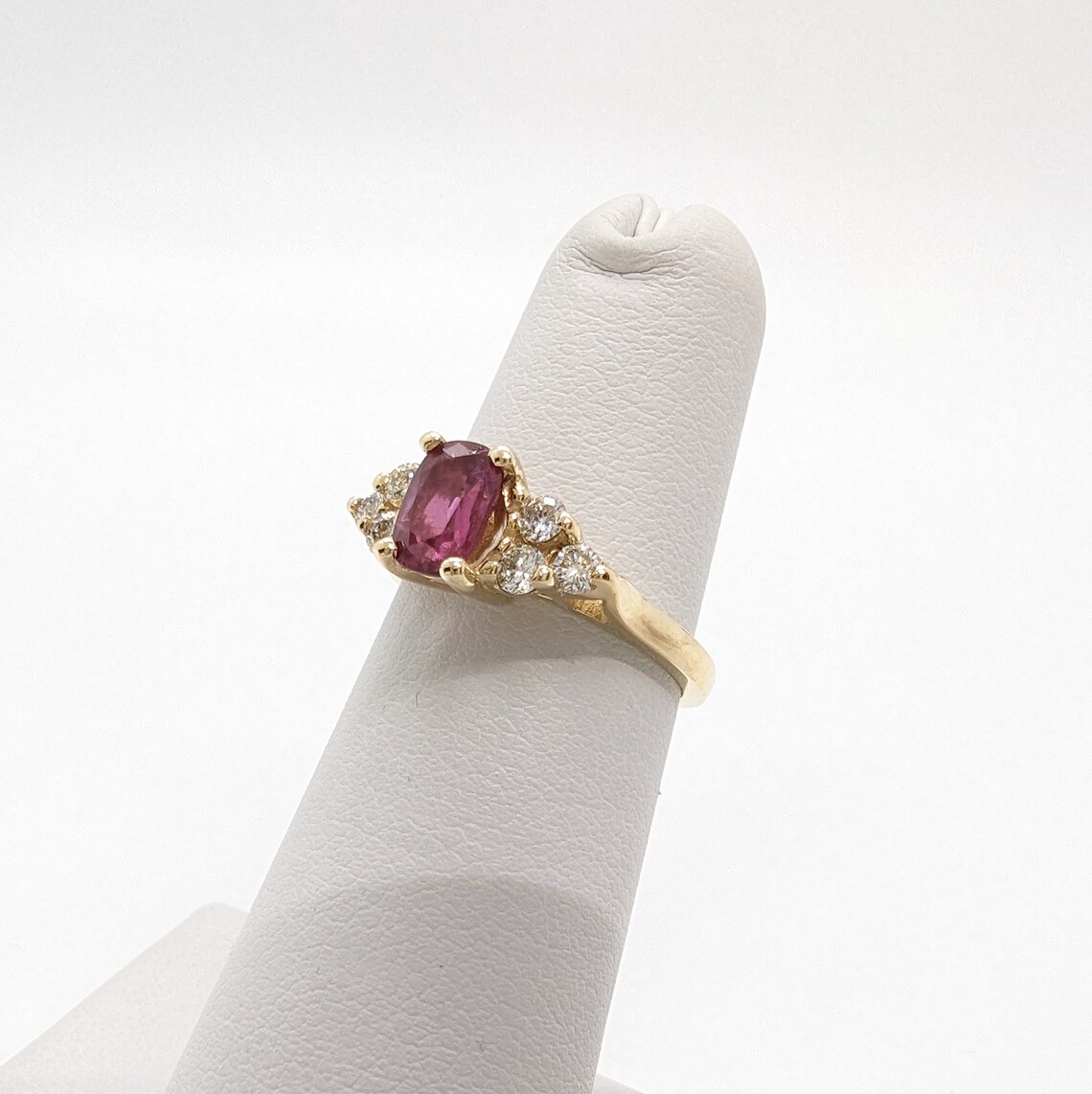 14K Yellow Gold 5/8 CT Ruby & 1/5 TCW Diamond Accent Ring Size 4.5 ...