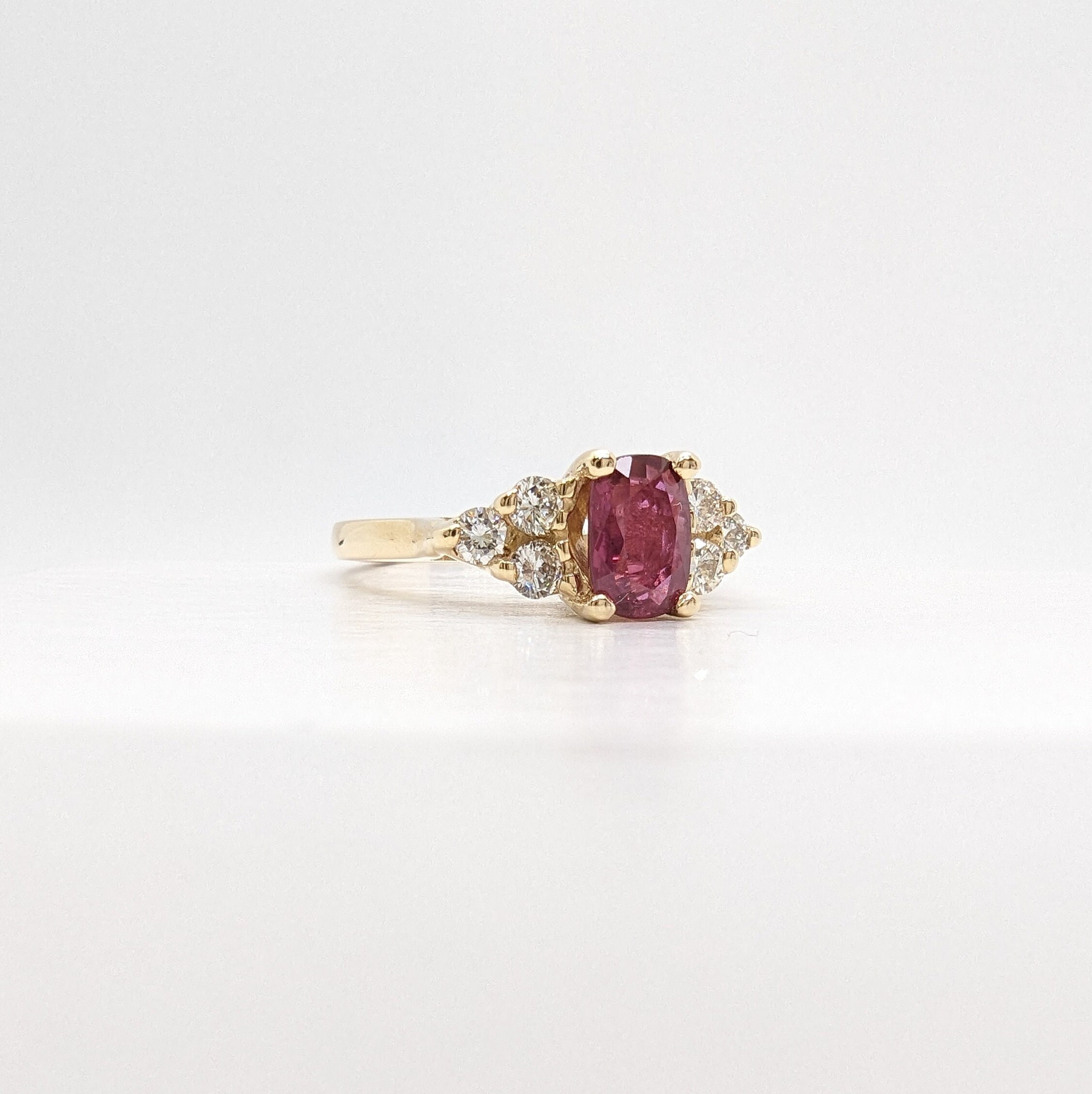 14K Yellow Gold 5/8 CT Ruby & 1/5 TCW Diamond Accent Ring Size 4.5 ...