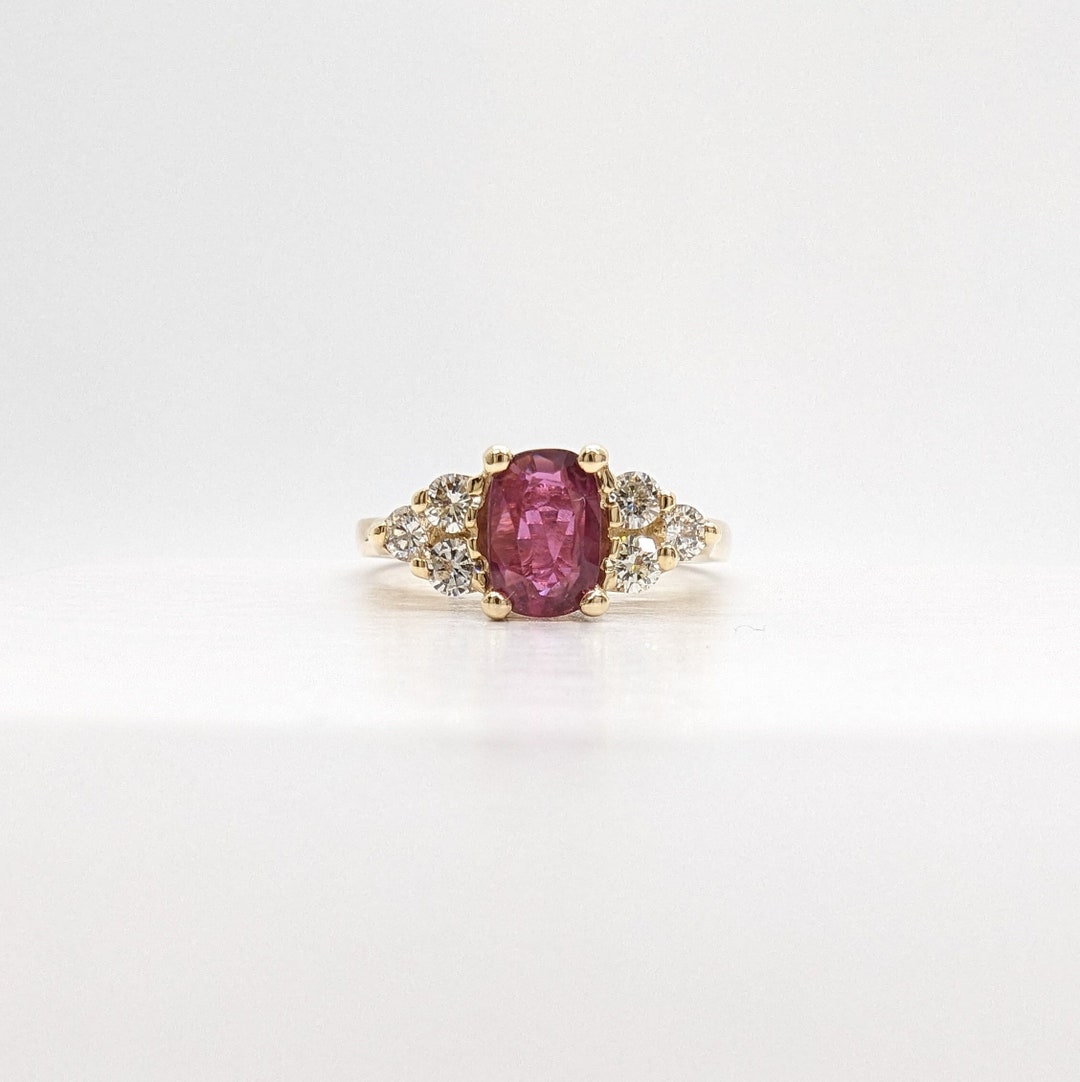 14K Yellow Gold 5/8 CT Ruby & 1/5 TCW Diamond Accent Ring Size 4.5 ...