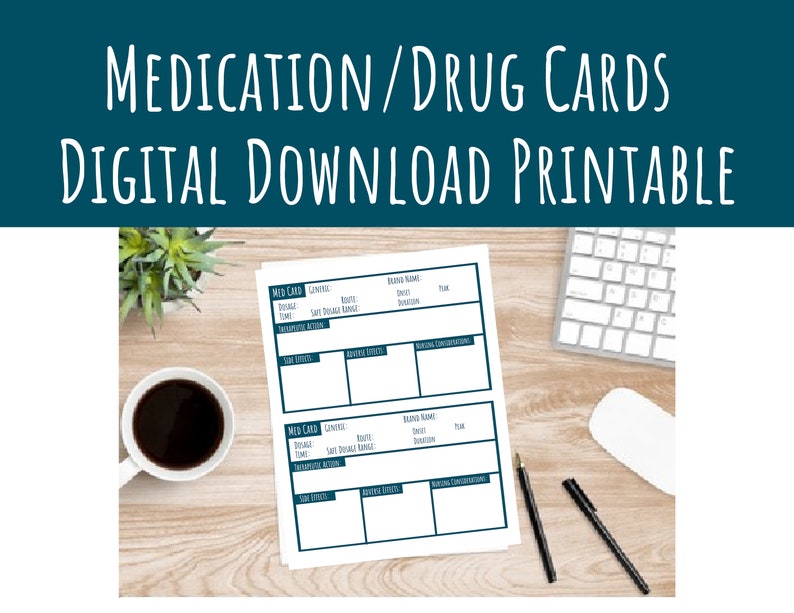 Medication/drug Cards for Nursing School Pharmacology | Etsy