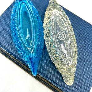 LE Smith Daisy and Button Glass Canoes in Blue or Clear, Vintage ...