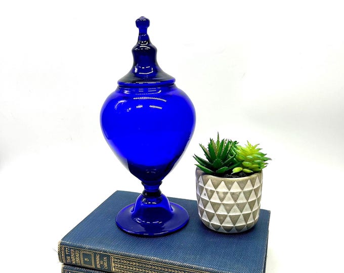 Vintage Cobalt Blue Glass Apothecary Jar, Possibly Hadeland Norway ...