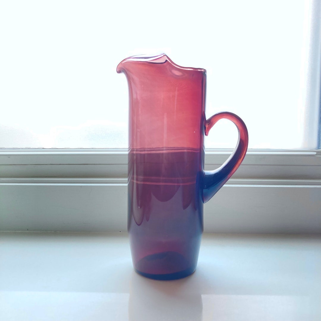 Vintage Amethyst Glass Pitcher Made in Poland Polish - Etsy