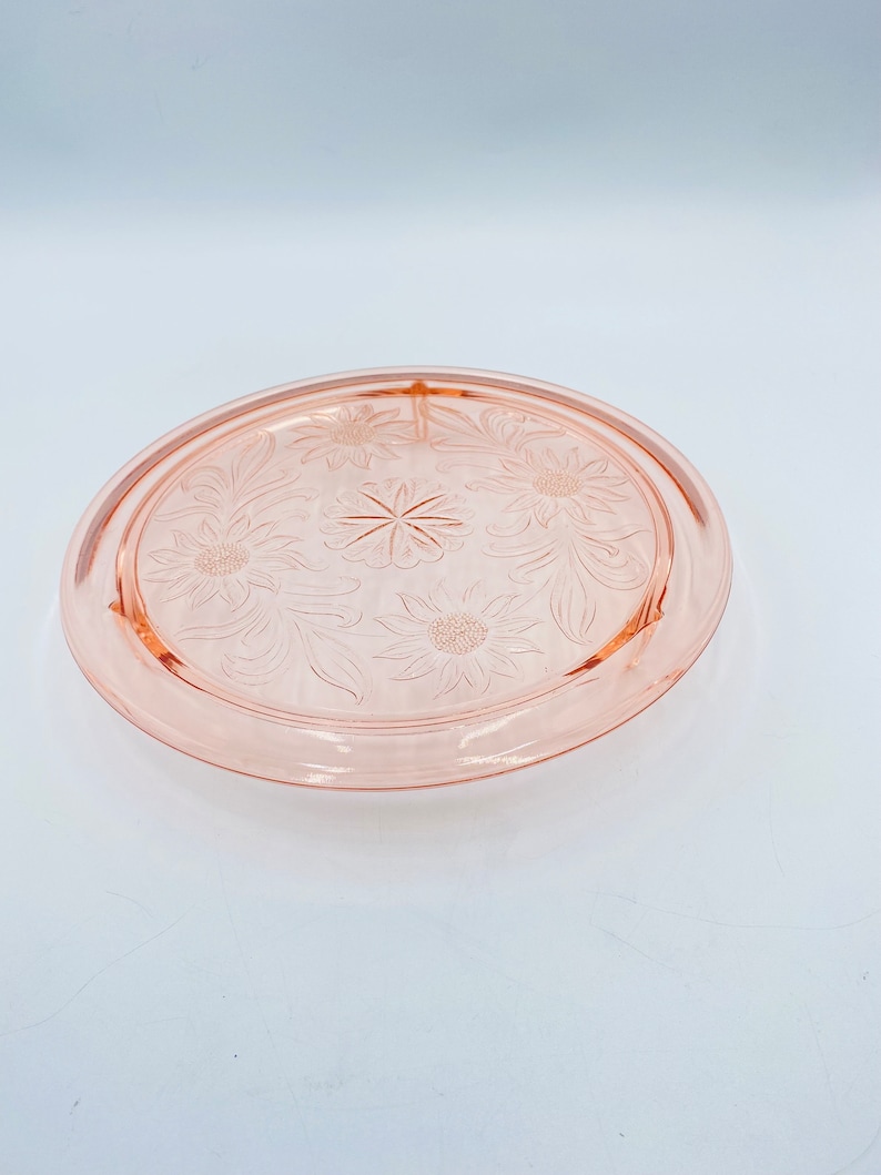 Vintage Jeanette Glass Pink Cake Plate Sunflower Pattern - Etsy