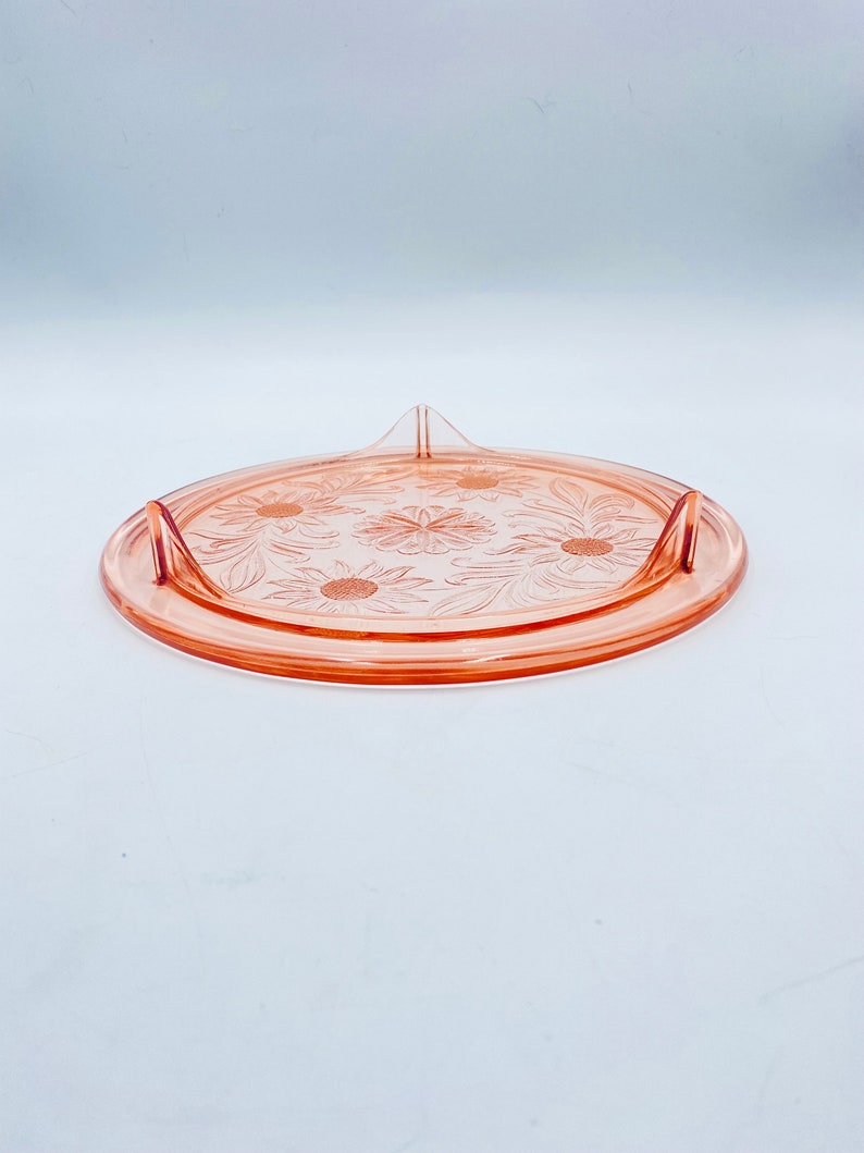 Vintage Jeanette Glass Pink Cake Plate Sunflower Pattern - Etsy