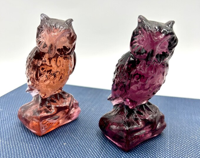 Vintage Boyd Glass Owl Figurines, Sold Separately, Choose From Rose or ...