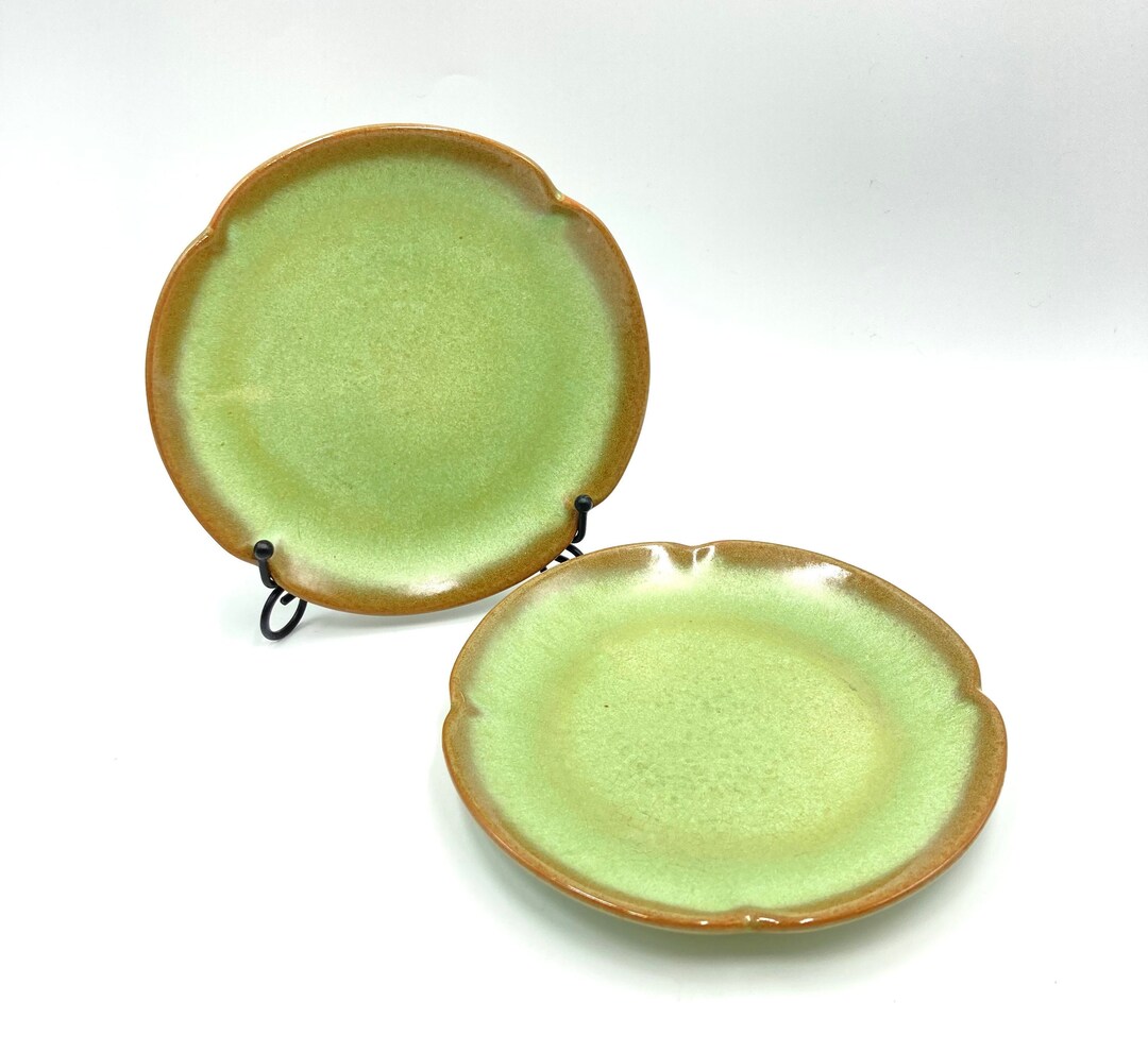 Frankoma Plainsman Green Bread & Butter Plates, 5G, Scalloped Edge ...