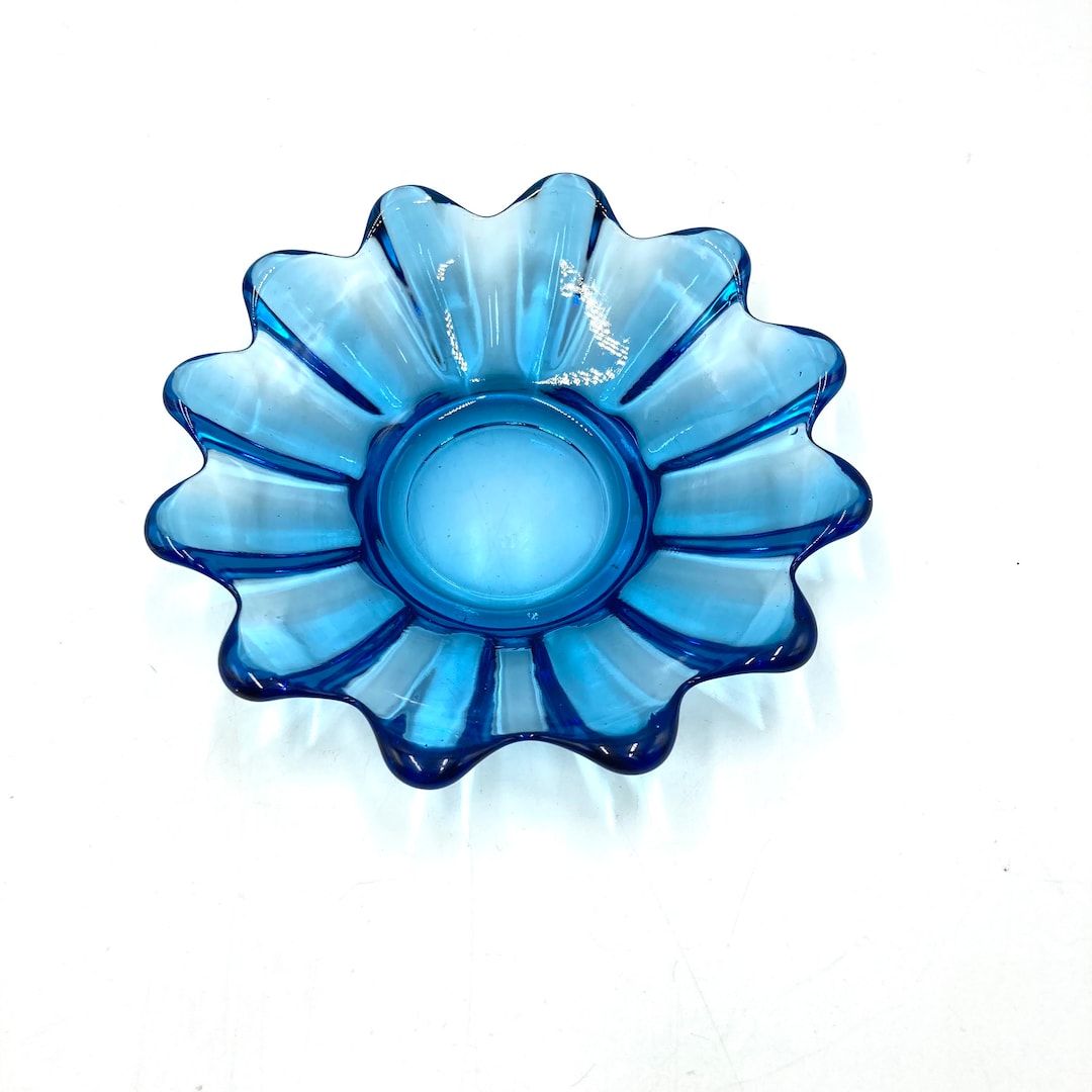 Vintage Fostoria Cobalt Blue Glass Trinket Dish, Flower, Petal ...