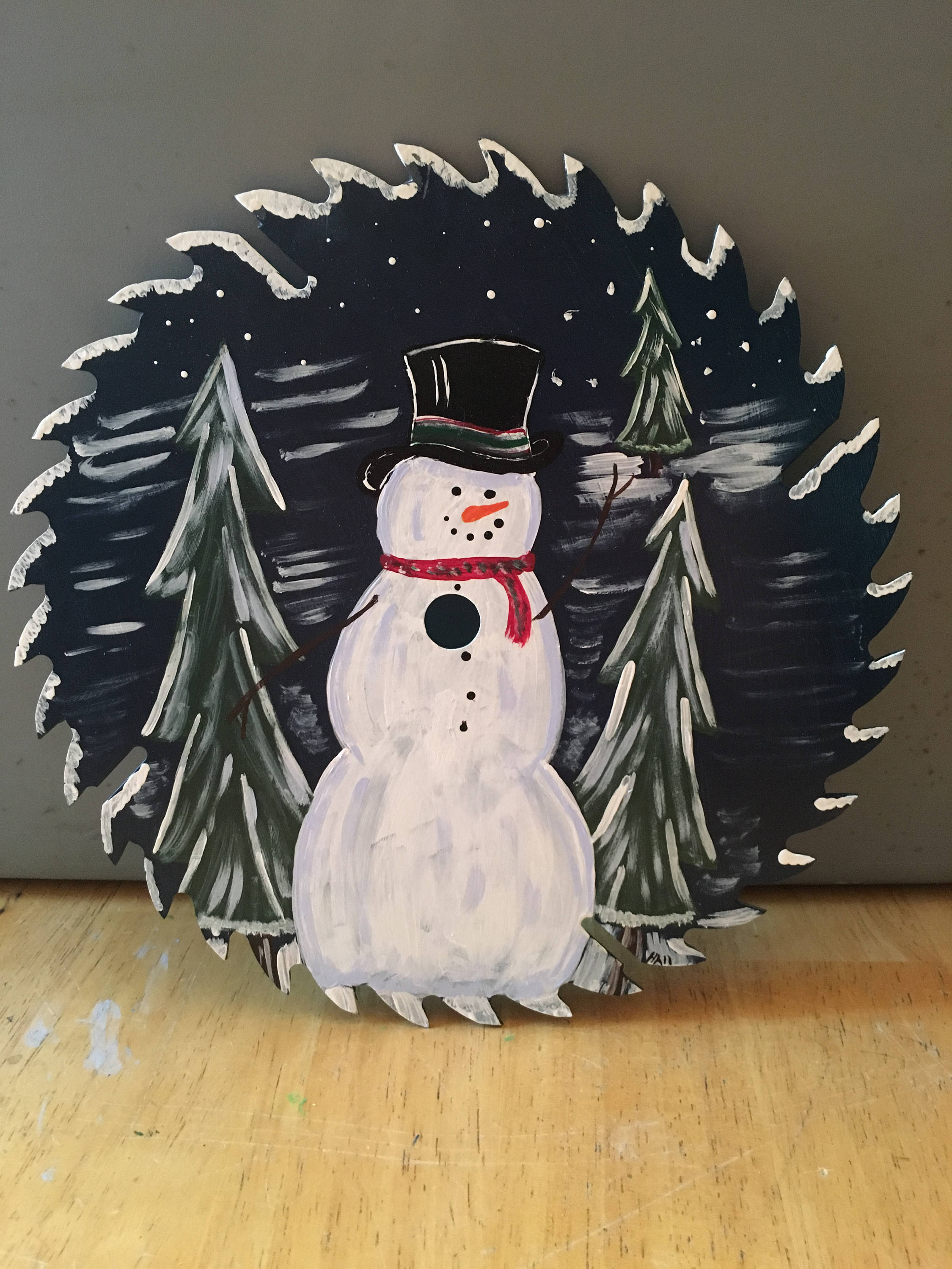 Hand Painted Saw Blade, Snowman, Christmas - Etsy