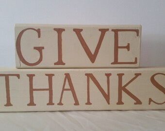 Give Thanks Rustic Wooden Sign 14 X 6 / Fall Decor/ Thanksgiving/ Wood ...