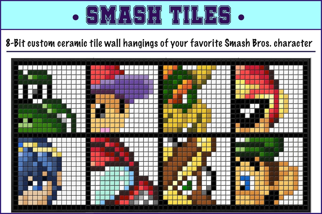 Smash Tiles - Super Smash Bros. 8 Bit Mosaic Wall Hangings - Etsy