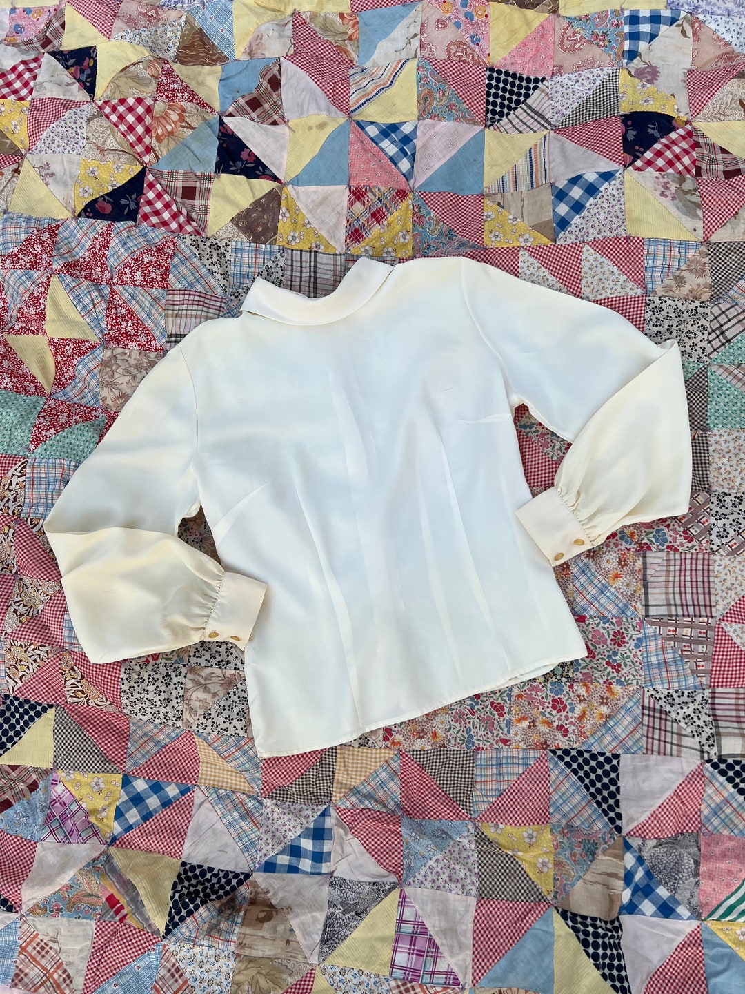 1950s Vintage Elegant Alice Stuart Ivory Mock Neck Blouse - Etsy
