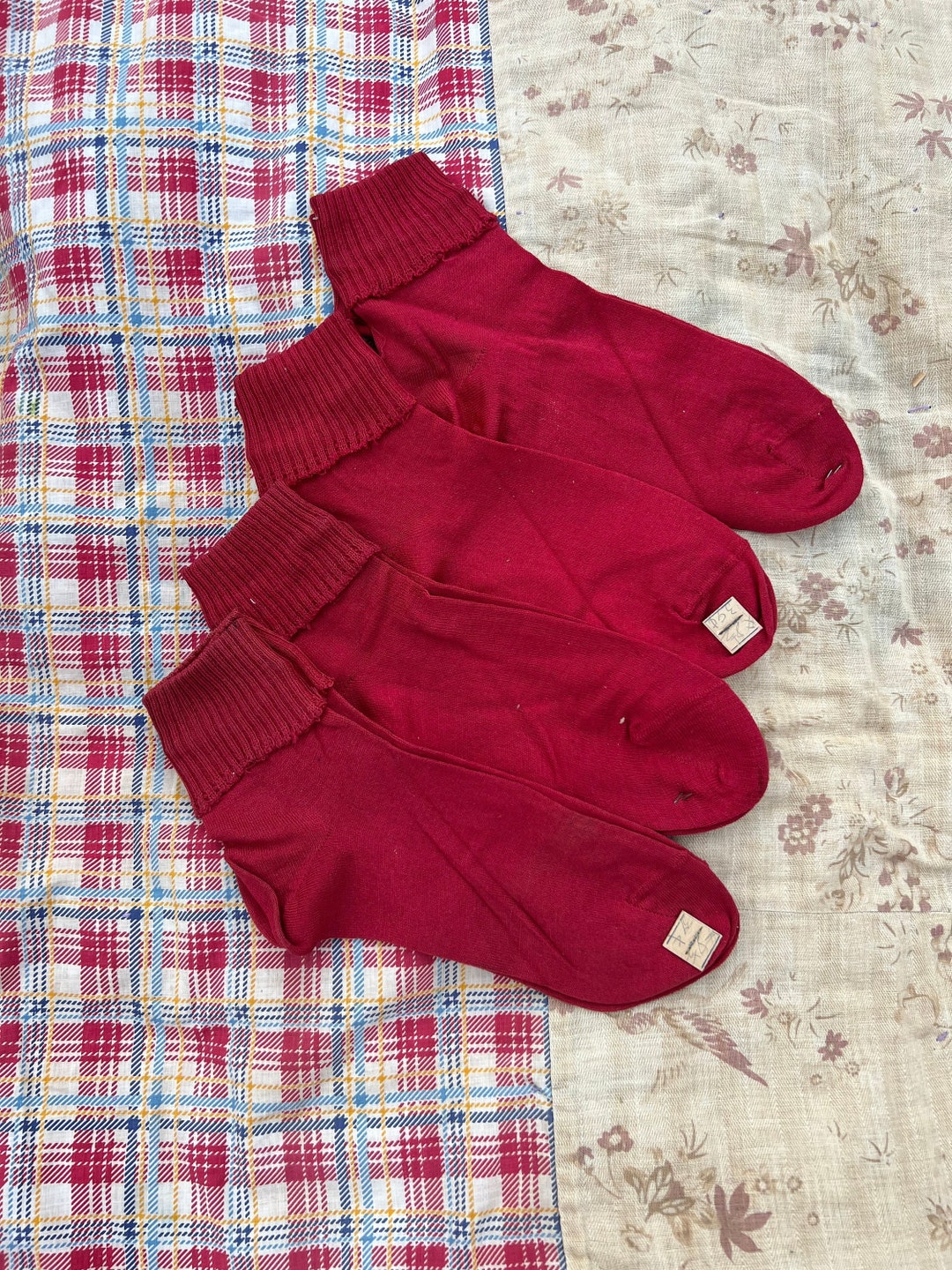 1930s // 1940s Vintage NOS New Old Stock Red Mercerized Cotton Socks - Etsy