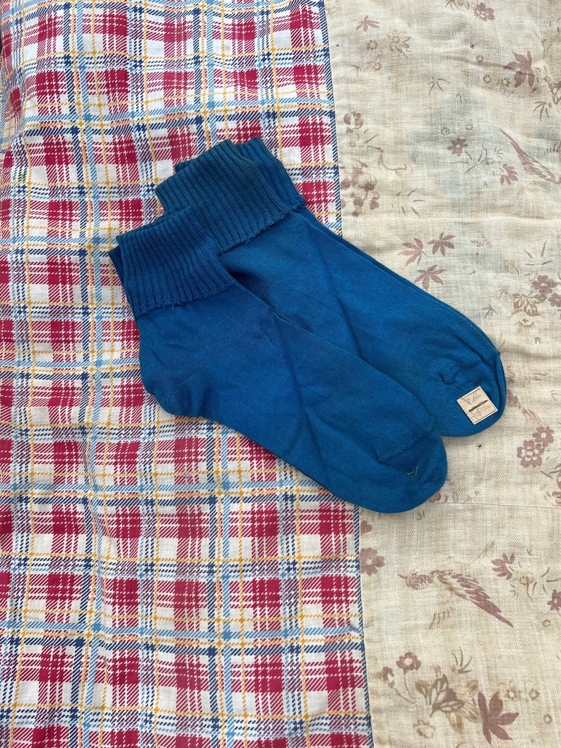 1930s // 1940s NOS New Old Stock Blue Mercerized Cotton Socks - Etsy