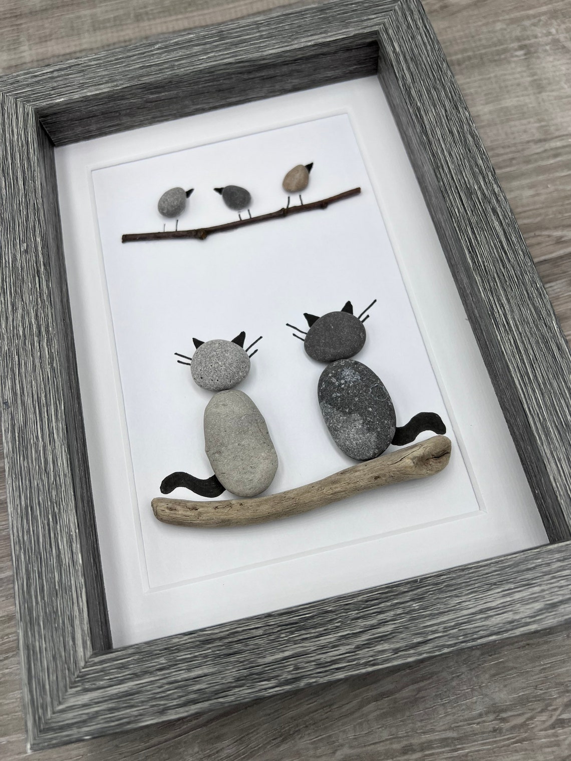 Pebble Art Cats 5 by 7 Frame Cat Pebble Art - Etsy