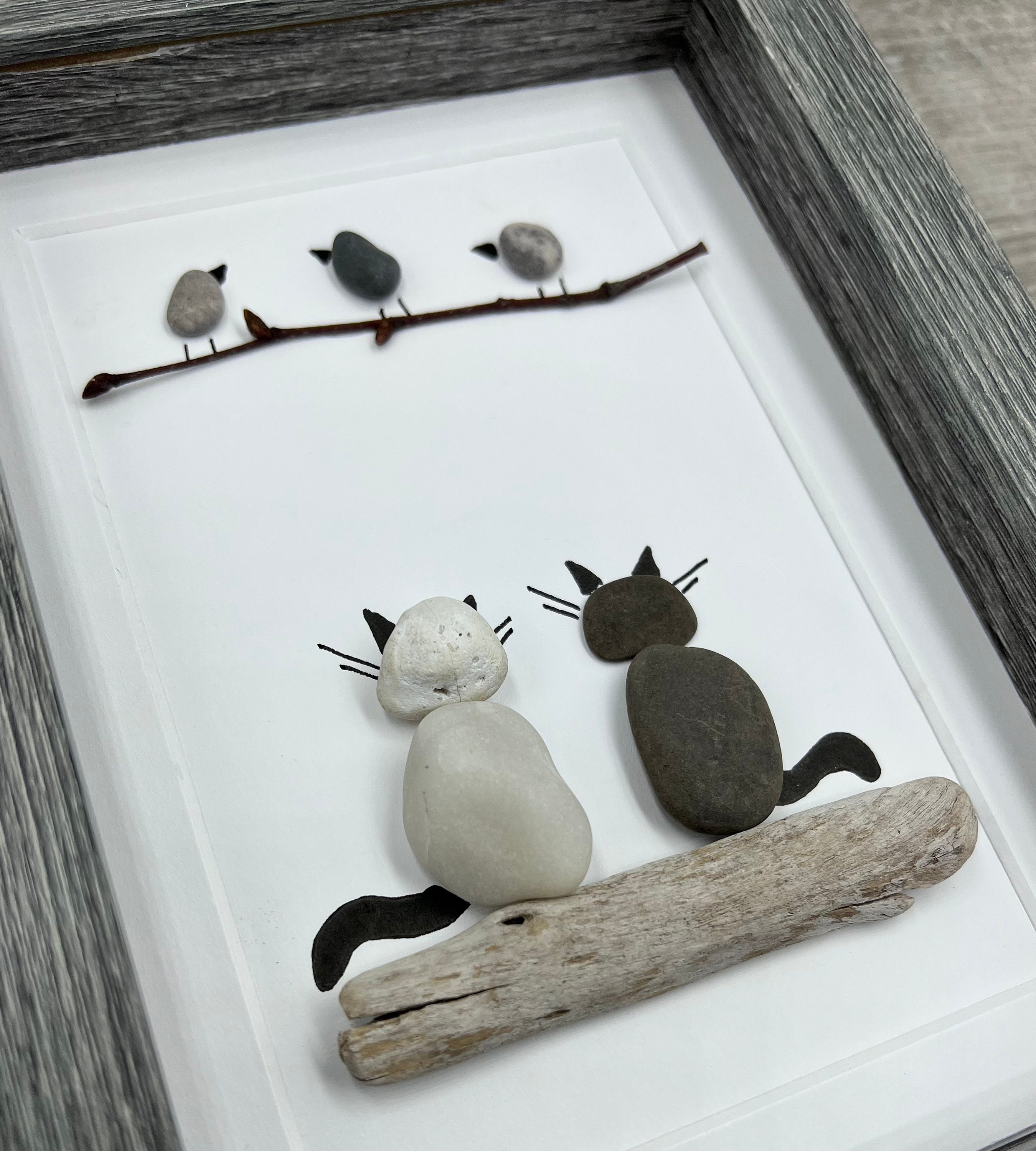 Pebble Art Cats 5 by 7 Framed Cat Pebble Art - Etsy