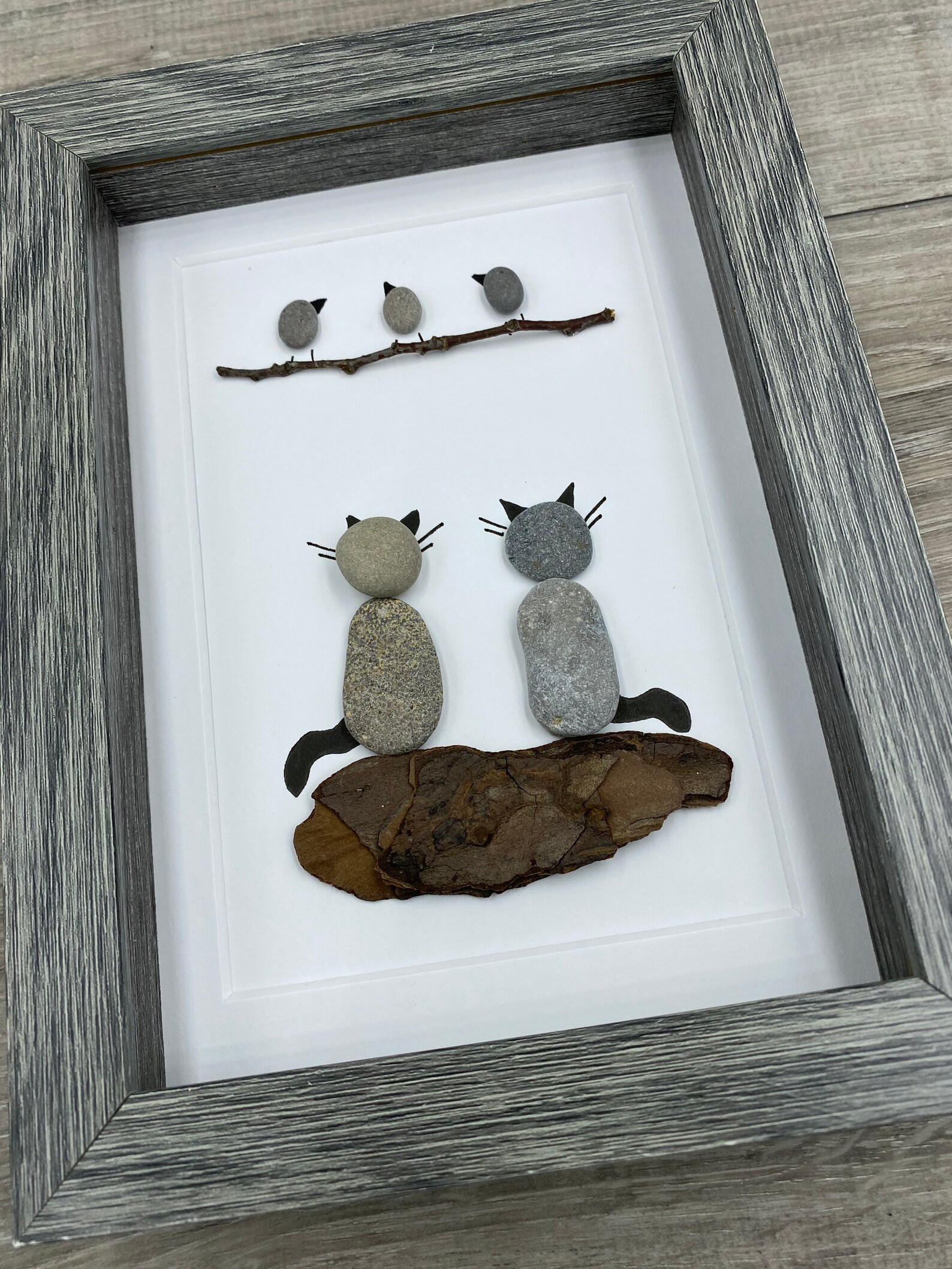 Pebble Art Cats 5 by 7 Frame Cat Pebble Art | Etsy